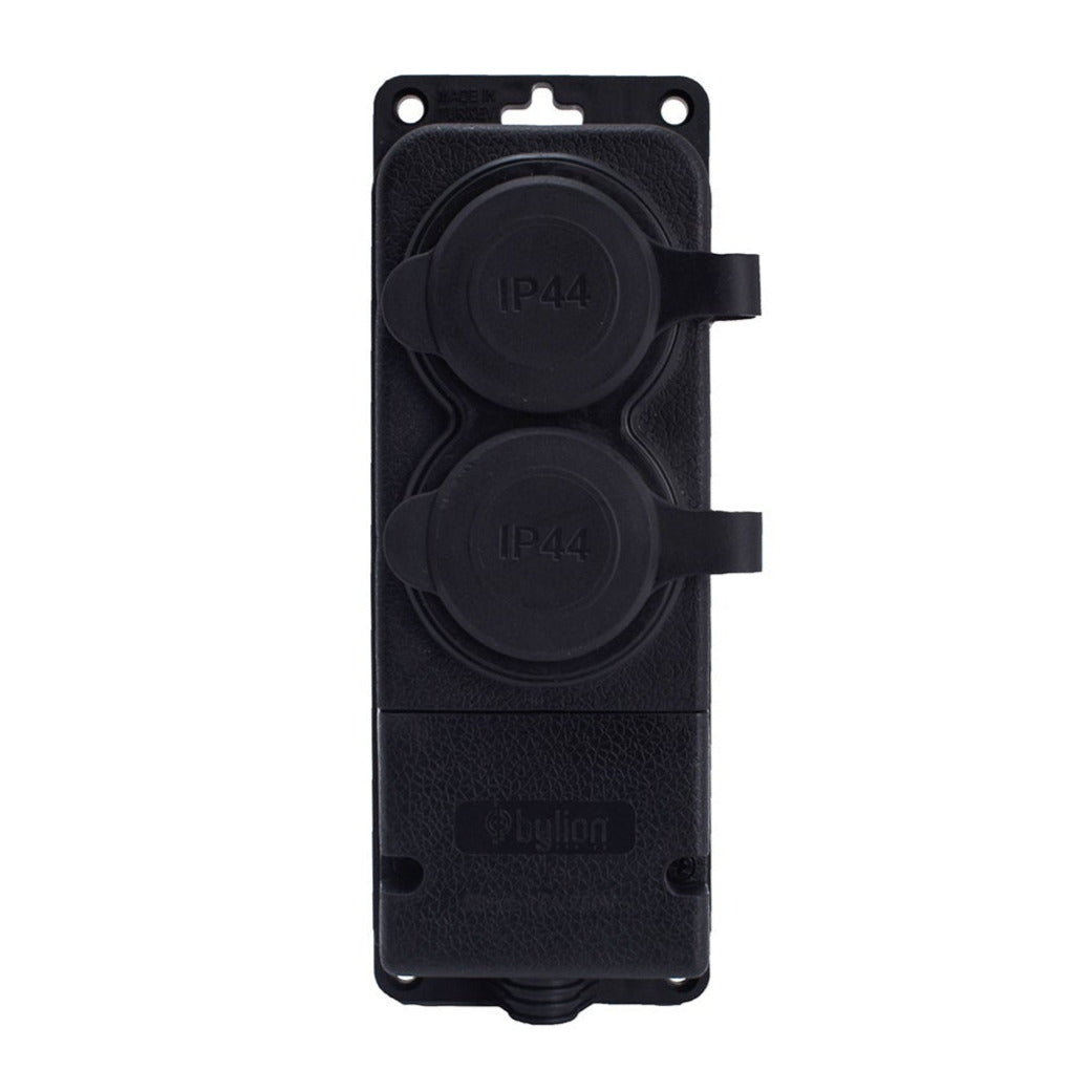 Double rubber socket black hermetic surface mount 250V, 16A, IP44, SCH ...
